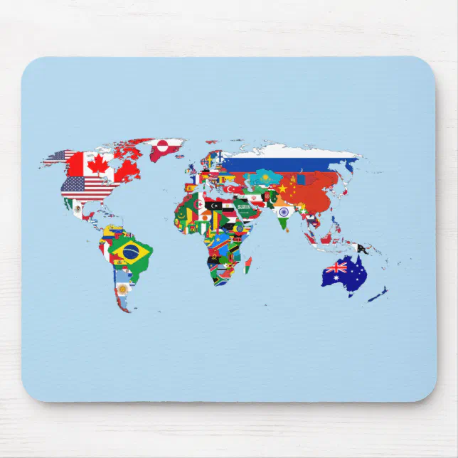 World Map of Flags Mousepad | Zazzle