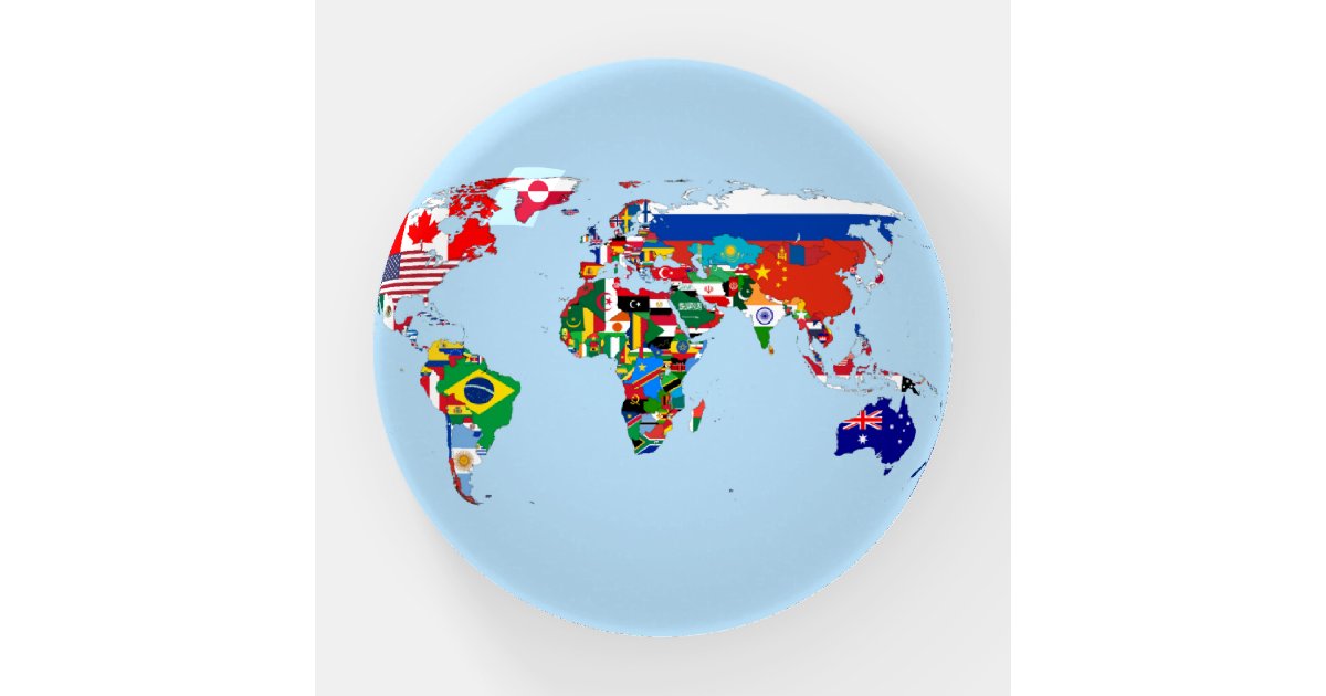 World Map of Flags Paperweight | Zazzle