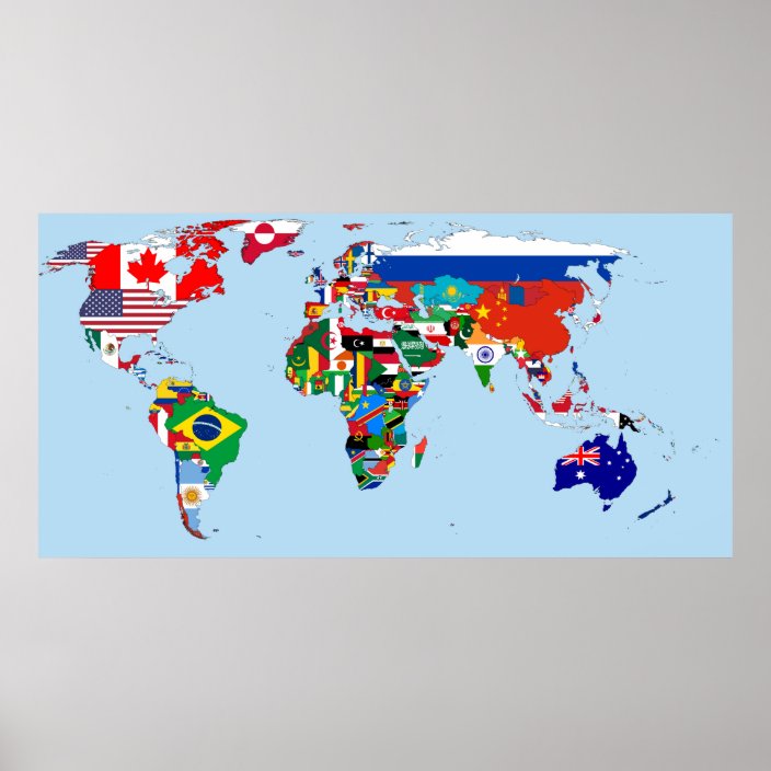 World Map of Flags poster | Zazzle.com