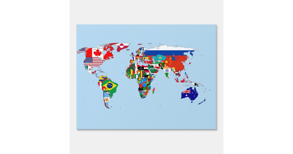 World Map of Flags Yard Sign | Zazzle