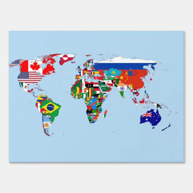 World Map of Flags Yard Sign | Zazzle
