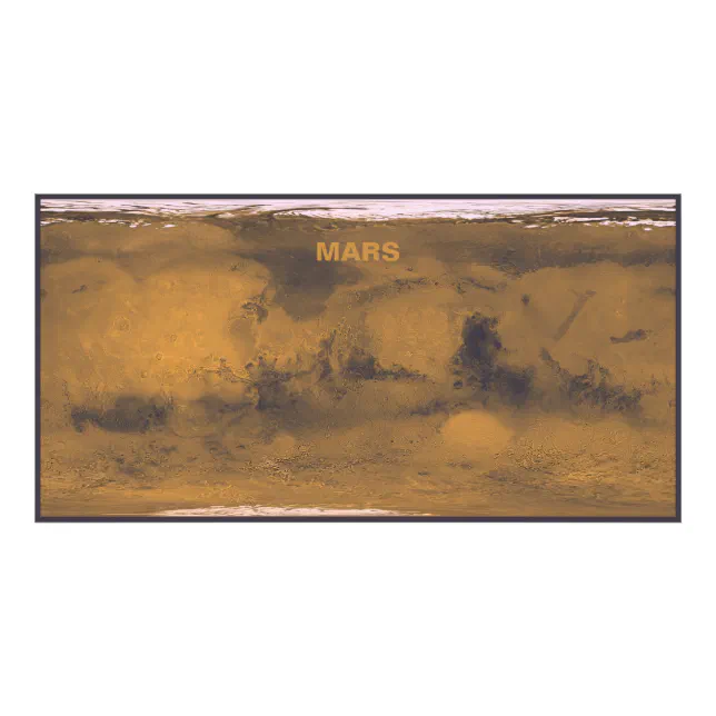 World Map of Mars Red Planet by Satellite Photo Print | Zazzle