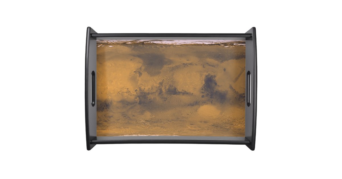 World Map of Mars Red Planet by Satellite Serving Tray | Zazzle