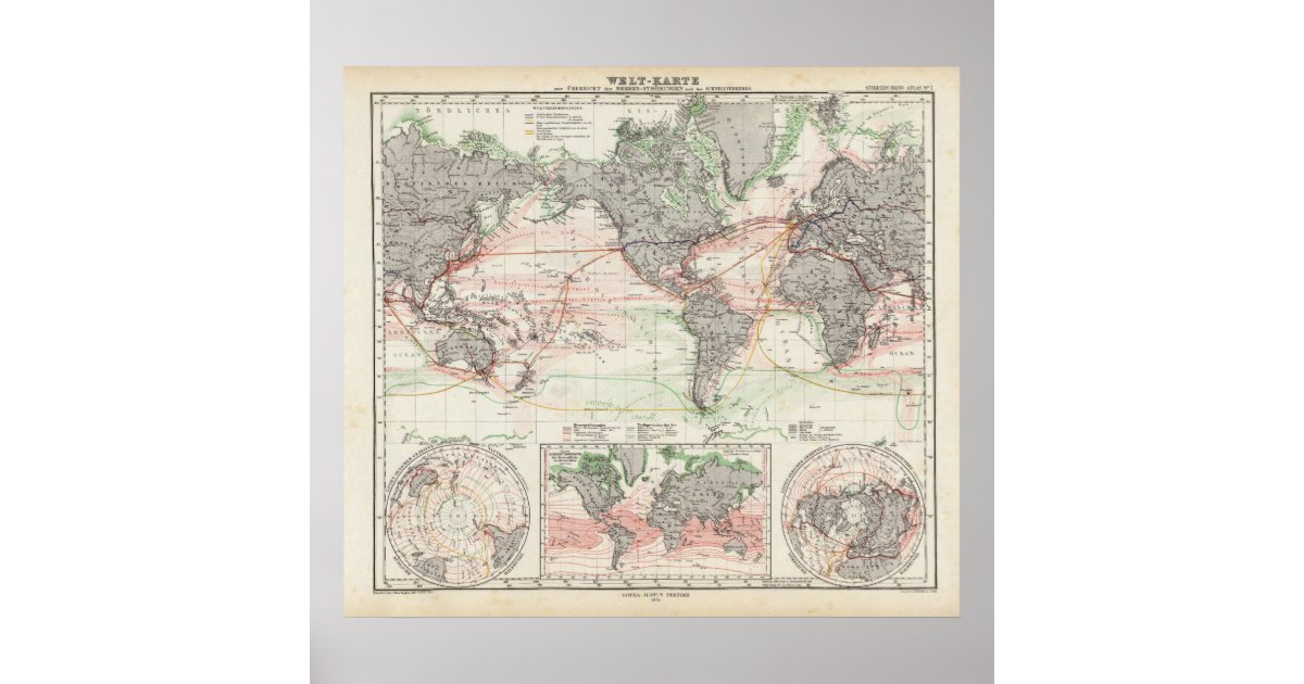 World Map of Ocean Currents Poster | Zazzle