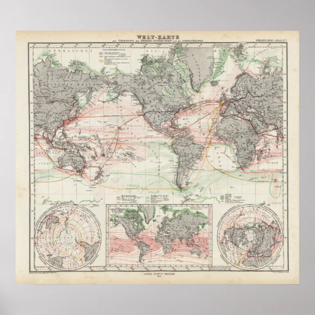 World Map of Ocean Currents Poster | Zazzle