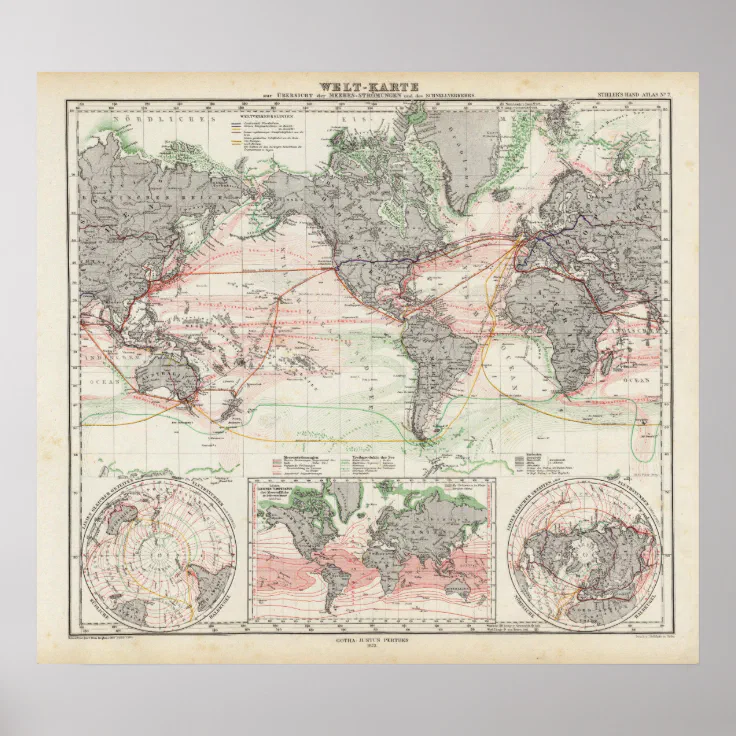 World Map of Ocean Currents Poster | Zazzle