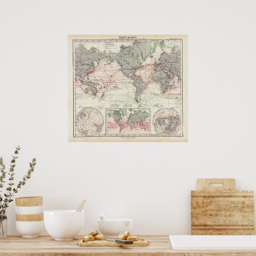 World Map of Ocean Currents Poster | Zazzle