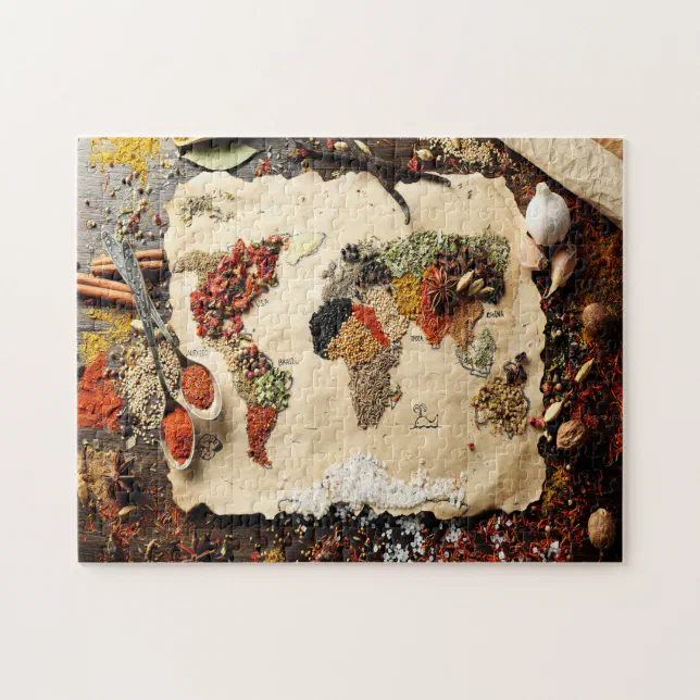 World Map Of Spices Jigsaw Puzzle | Zazzle