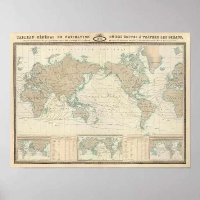 World Map of the Shipping Canals Poster | Zazzle