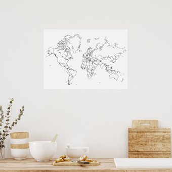 World Map Outline Poster | Zazzle
