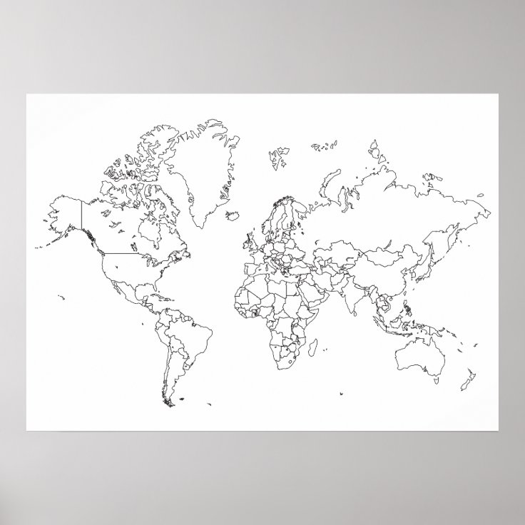 World Map Outline Poster | Zazzle