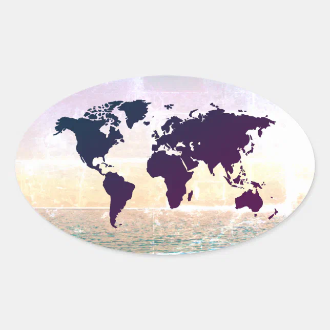 World Map Oval Sticker | Zazzle