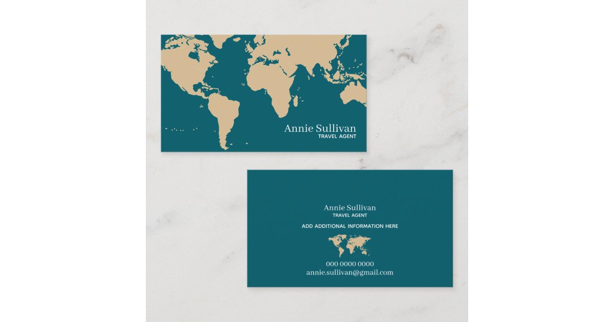 World Map Oversized International Travel Agent Business Card | Zazzle