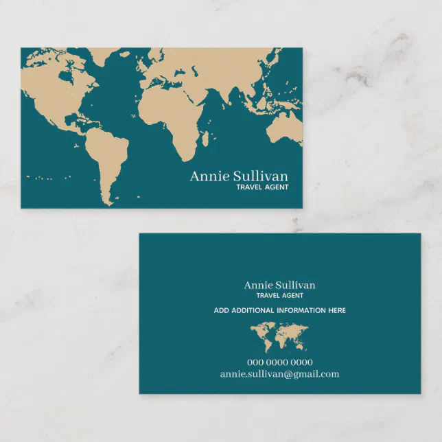 World Map Oversized International Travel Agent Business Card | Zazzle