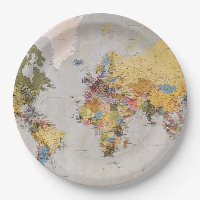 world map paper plates | Zazzle