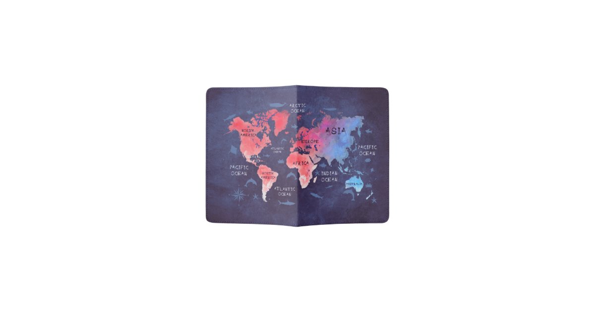 World Map Passport Holder Zazzle