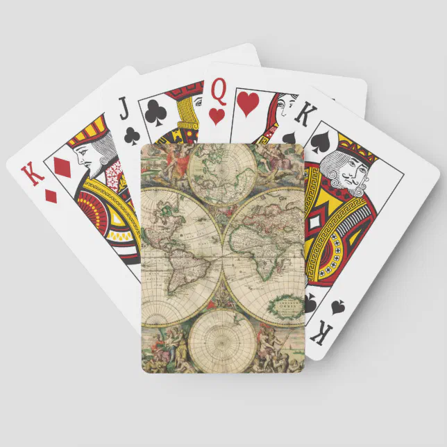 World Map Playing Cards, Standard Index faces Poker Cards | Zazzle