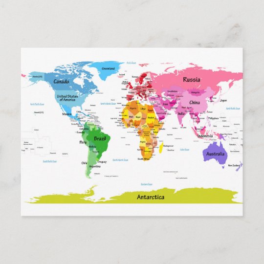 World Map Postcard | Zazzle.com