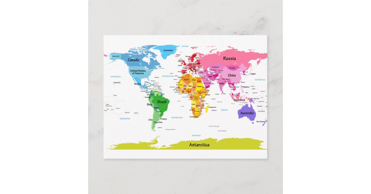 World Map Postcard | Zazzle
