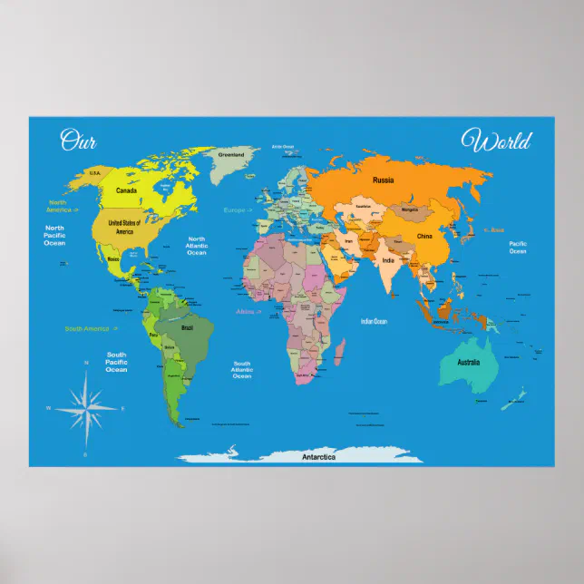World Map Poster | Zazzle