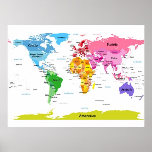 World Map Poster | Zazzle