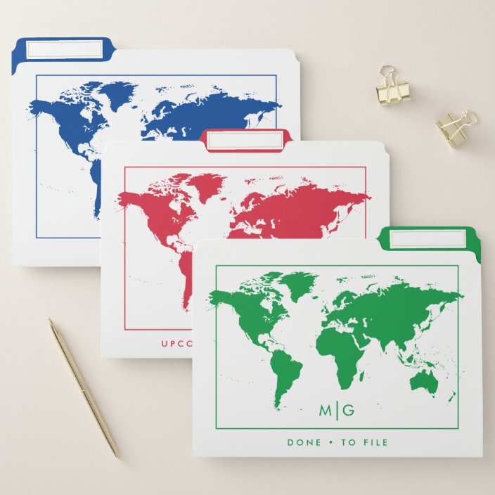 World Map Primary Colors Geography Homeschool File Folder | Zazzle.com