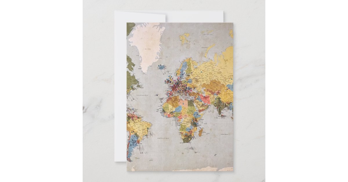world map thank you card | Zazzle