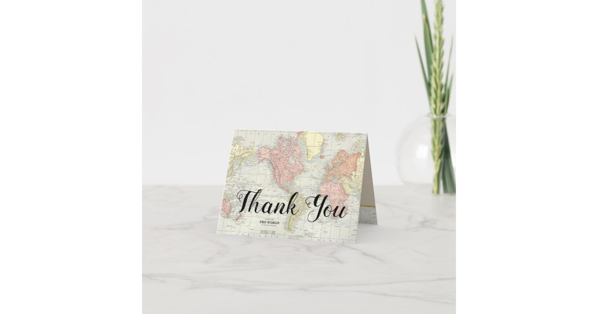 World Map Thank You Cards | Zazzle