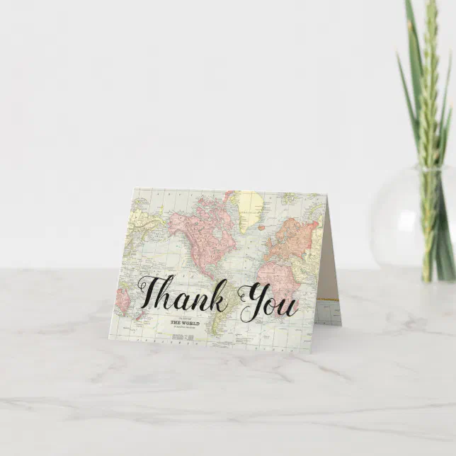 World Map Thank You Cards | Zazzle
