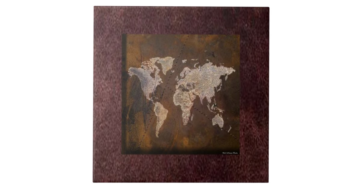 World Map Tile | Zazzle