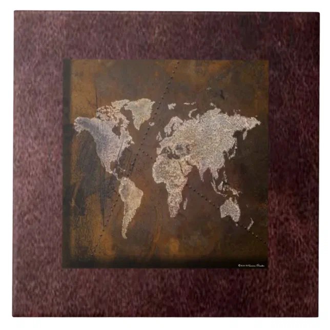 World Map Tile | Zazzle