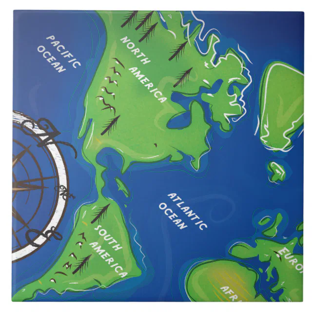 World Map Tile | Zazzle