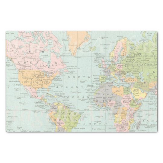 World Map Tissue Paper | Zazzle.com