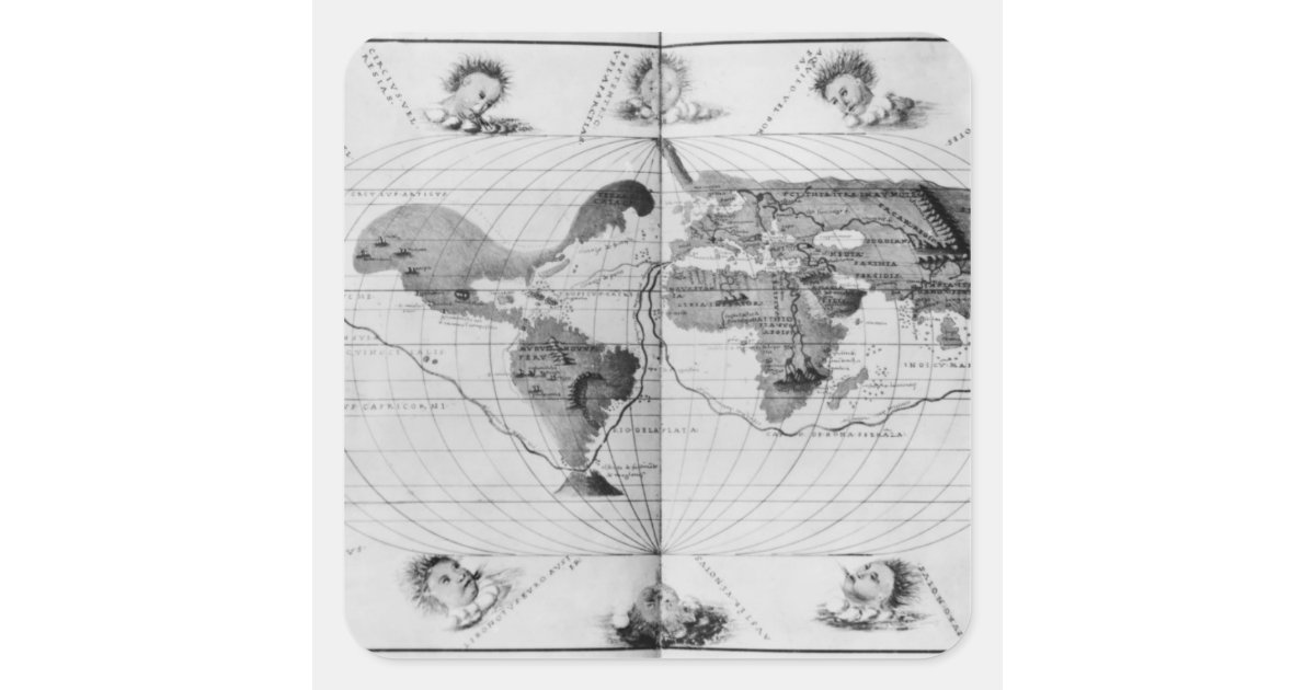 World map tracing Magellan's world voyage Square Sticker | Zazzle