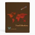 World Map Travel Adventures personalized brownish Mini Binder | Zazzle
