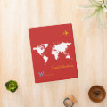 world map travel adventures personalized red mini binder | Zazzle