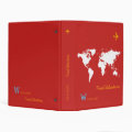 world map travel adventures personalized red mini binder | Zazzle