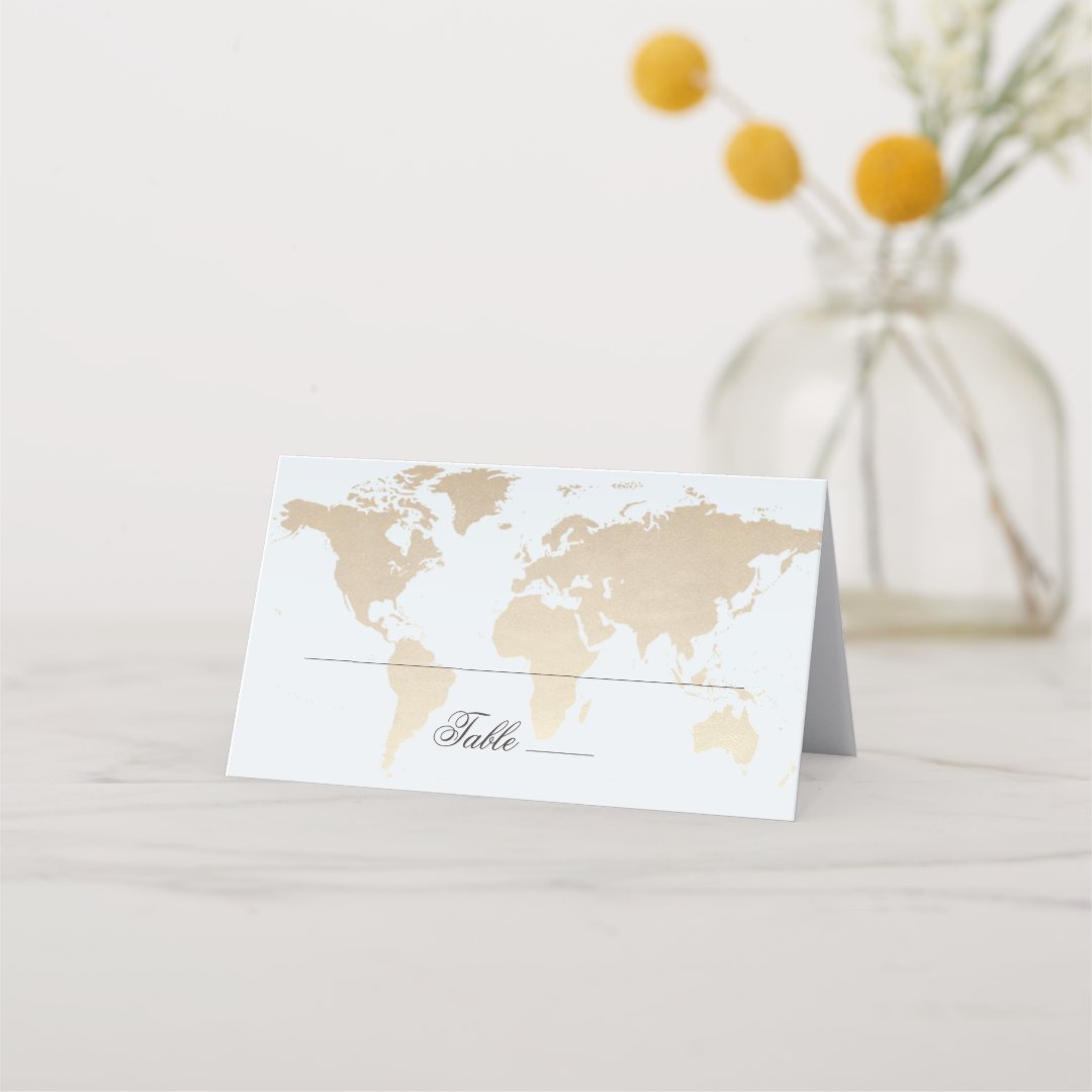 World Map Travel Theme Vintage Look Place Card | Zazzle