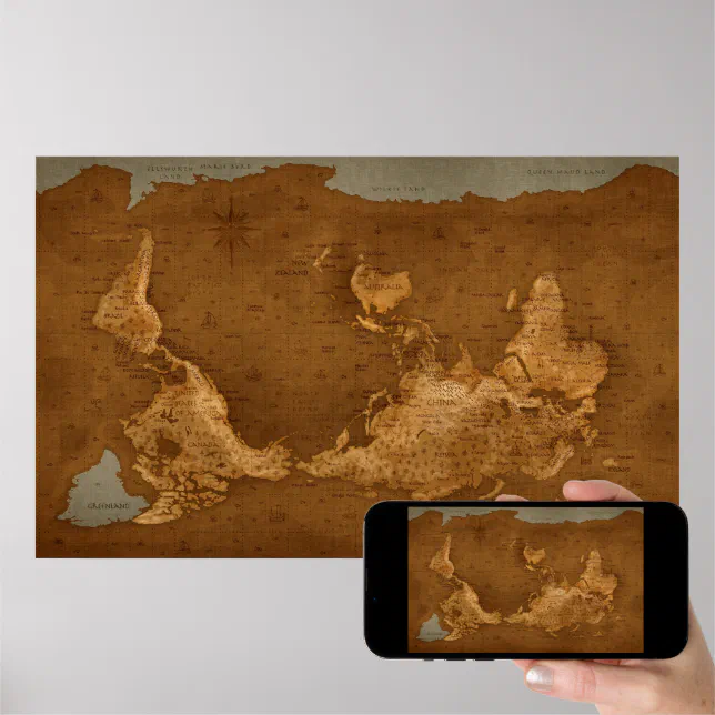 World Map - Upside Down Poster | Zazzle