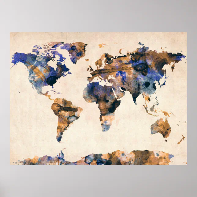 World Map Watercolor Poster | Zazzle
