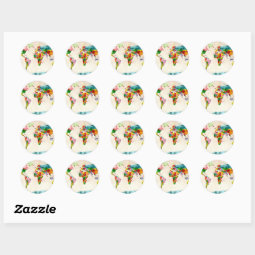 World Map Watercolors Classic Round Sticker | Zazzle