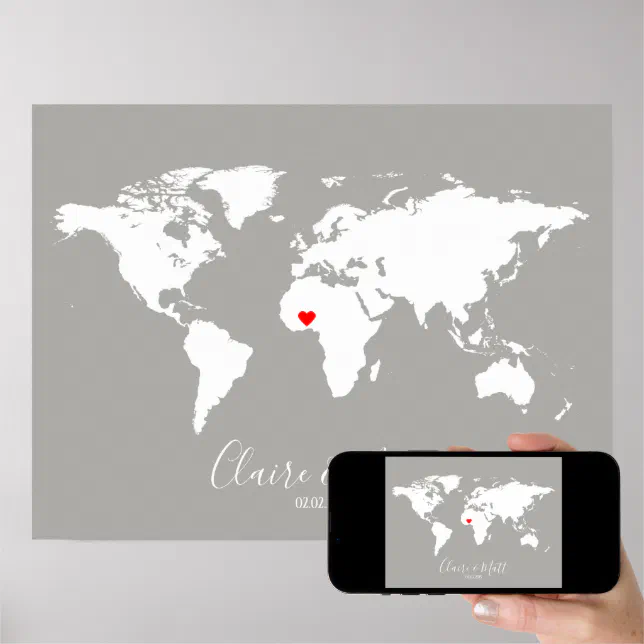 world map wedding guest book signing board | Zazzle