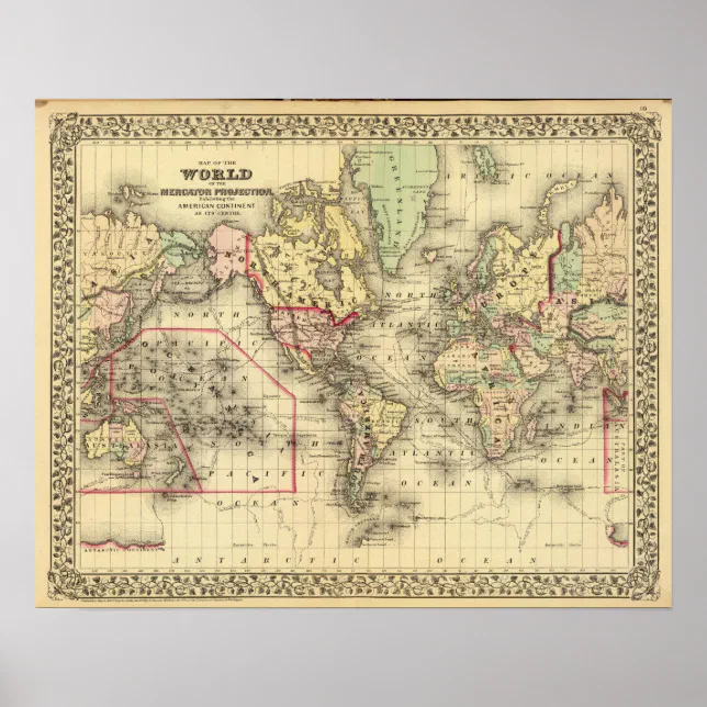 World Map with Explorers' sea routes Poster | Zazzle