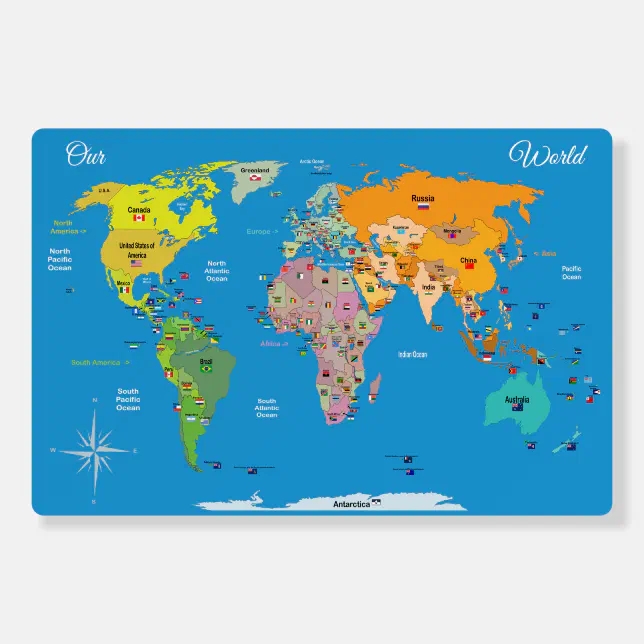 World Map with Flags Foam Board | Zazzle