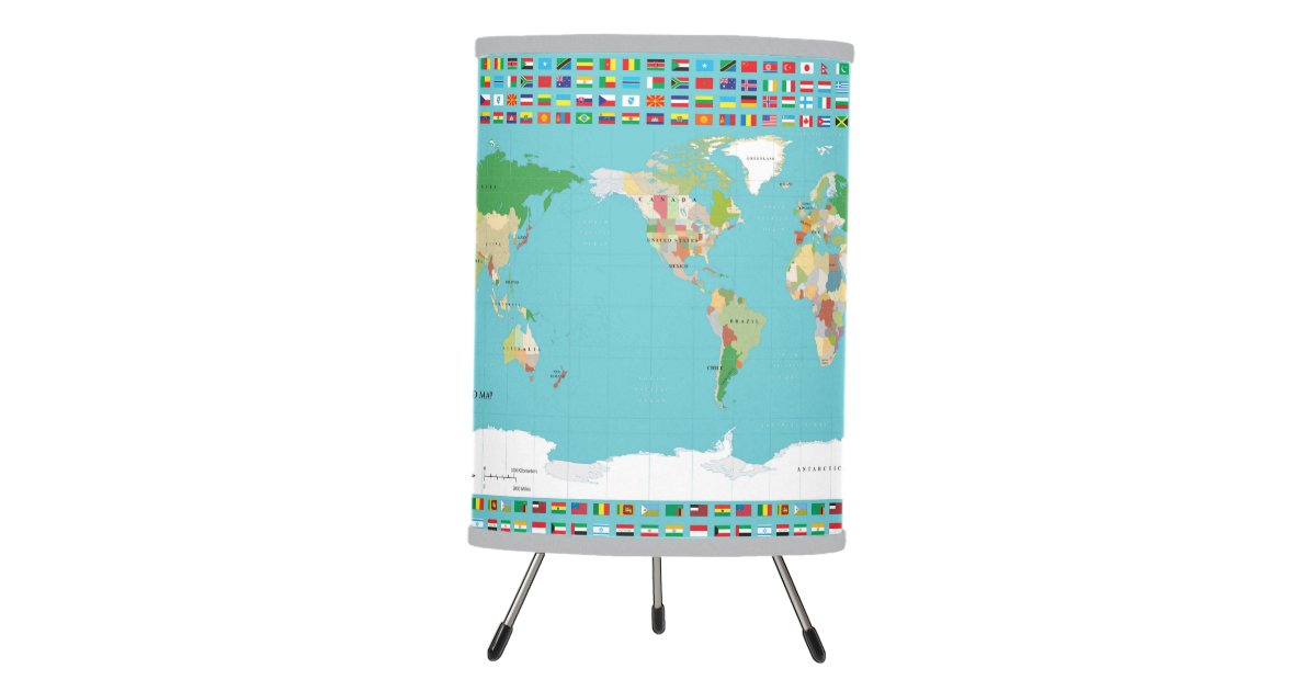 World Map with Flags Lamp | Zazzle