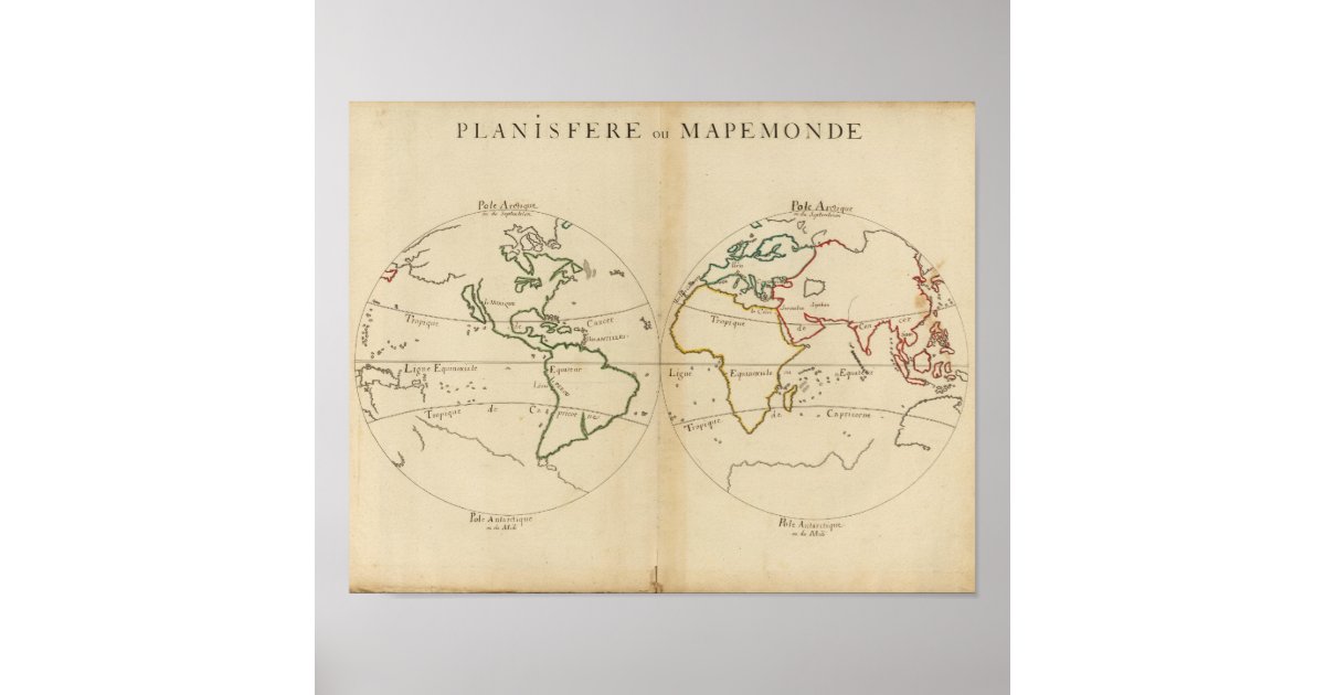 World Map with Tropics Poster | Zazzle