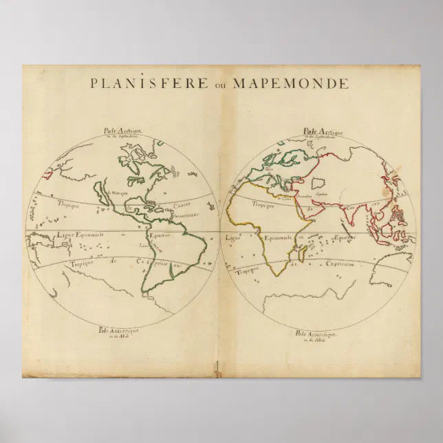 World Map with Tropics Poster | Zazzle