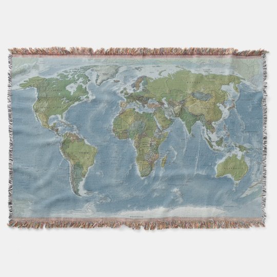 World Map Woven Blanket - Earth Tones | Zazzle.com