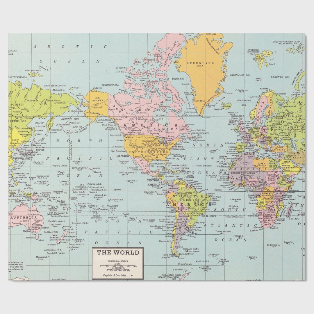 World Map Wrapping Paper | Zazzle