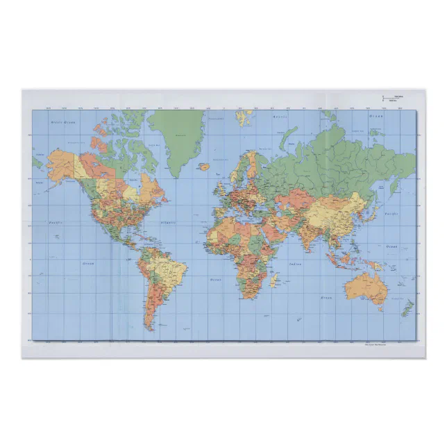 World Maps, Printed Map Poster | Zazzle